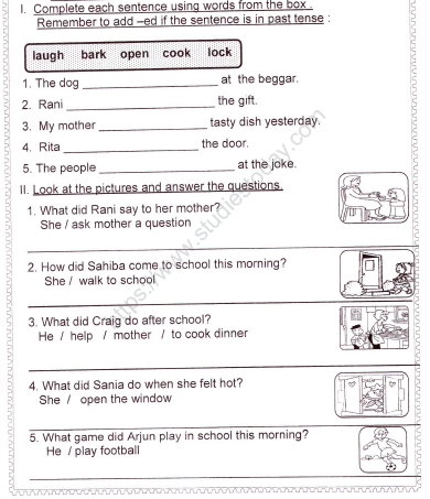 CBSE Class 1 English Grammar And Vocabulary Worksheet
